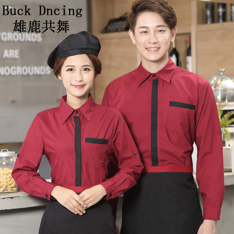 Hotel work clothes Short-sleeved summer waiter work clothes Long ...