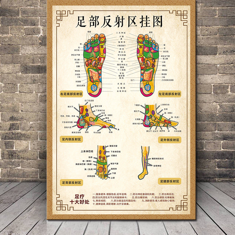 Foot Acupoints Map Reflex Zone Wall Chart Reflexology Reflexology ...