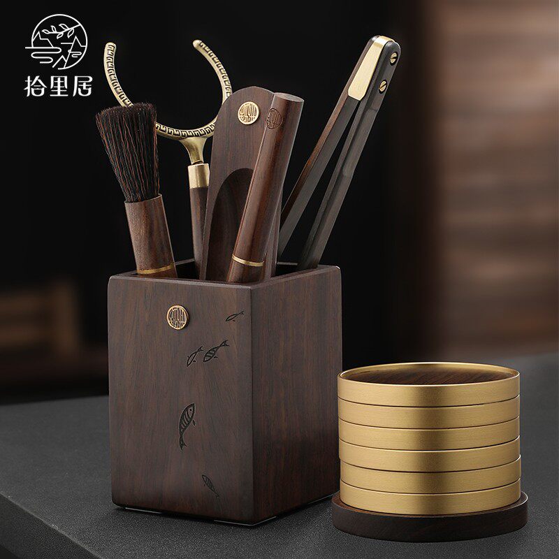[USD 183.07] Black Sandalwood Tea Ceremony Six Gentlemen Solid Wood Tea ...