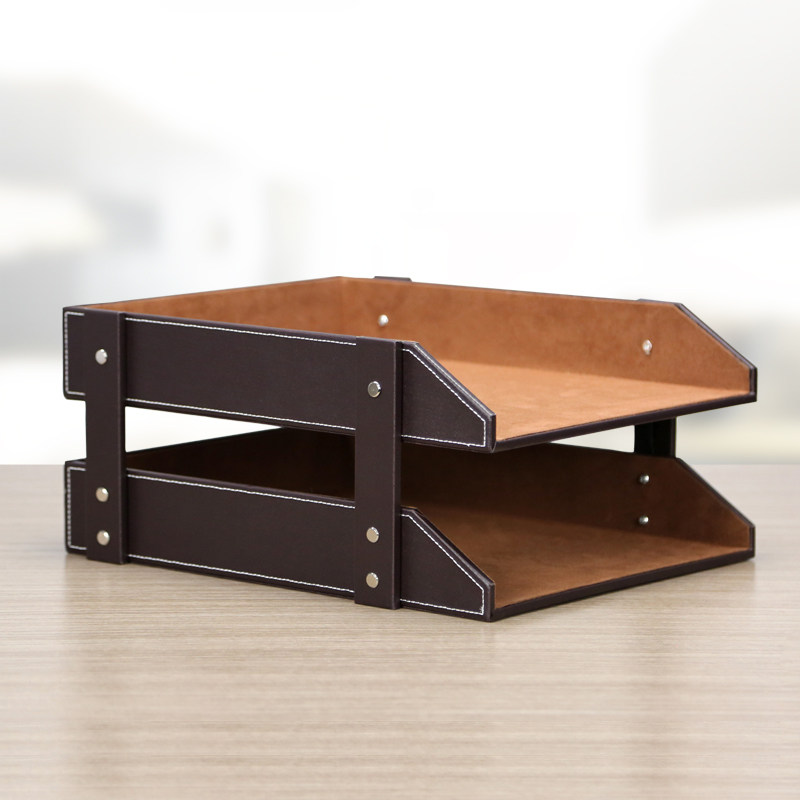 🔥 Explosive desks! this high-end business leather double-layer file ...