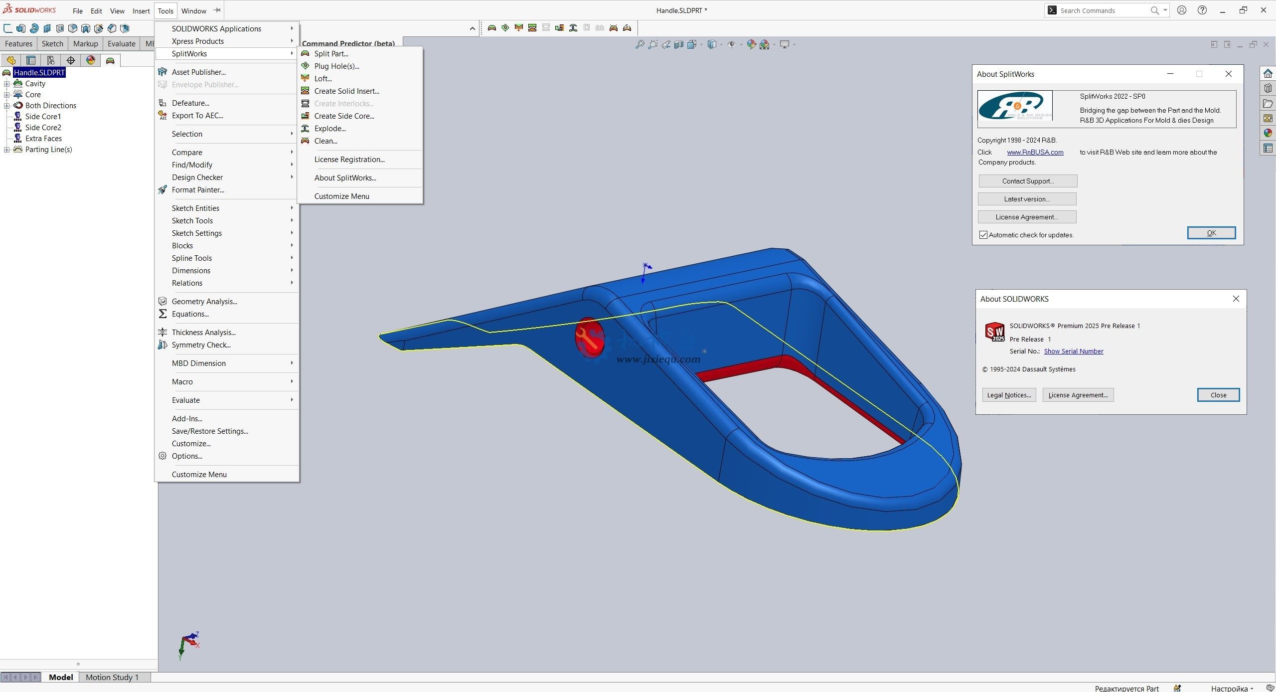 R&B SplitWorks 2021-2025 For SW系列模具设计插件下载汇总 - SolidWorks论坛 - CAD论坛 - 机械区 - www.jixiequ.com