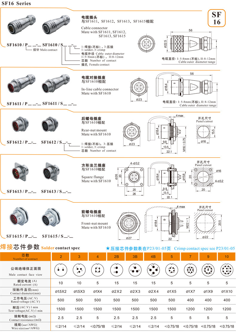 SF16威浦航空工业插头插座连接器SF1610SF1613【2芯10芯】-阿里巴巴