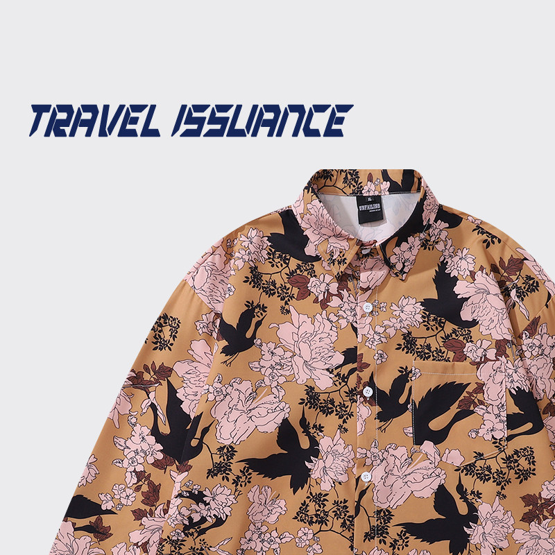 TRAVEL ISSUANCE 遨遊花林 國潮藝術感時髦新款復古寬鬆長袖襯衫