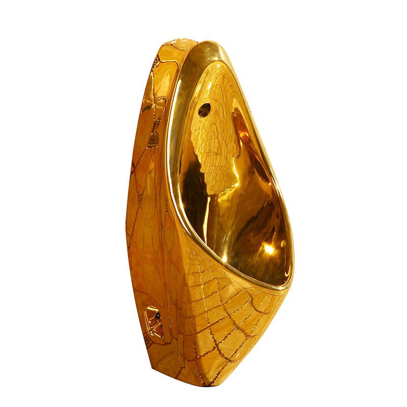 [USD 92.03] Wall-mounted intelligent induction luxury golden urinal ...