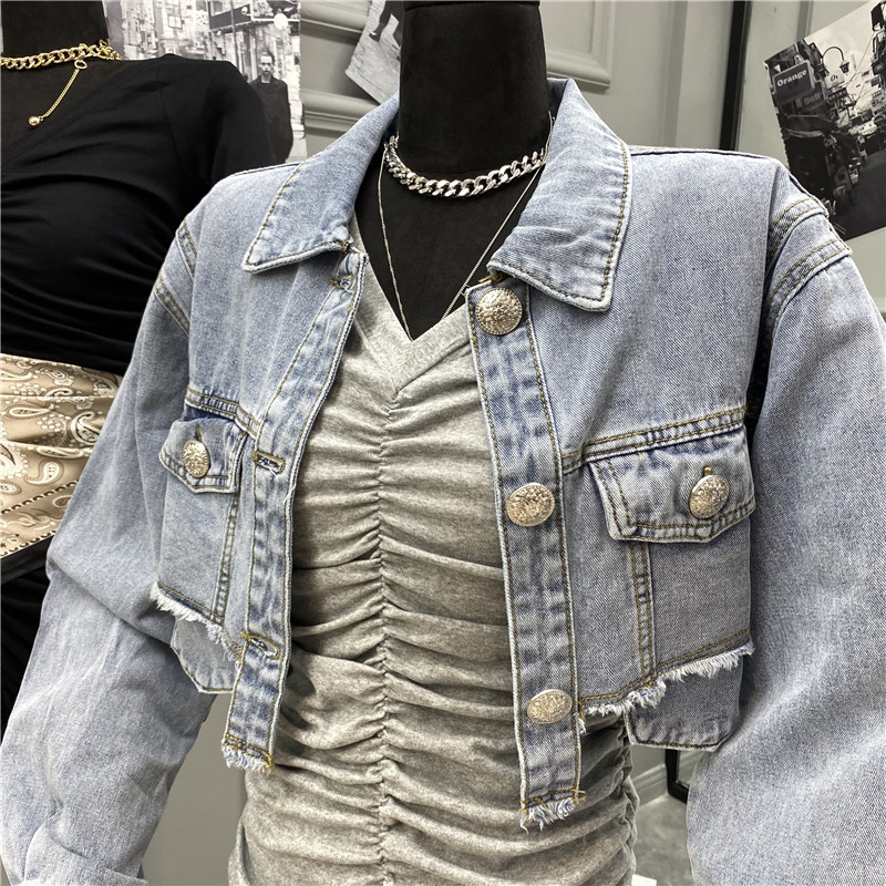 Irregular ragged raw edge design sense denim jacket women 2020 autumn ...