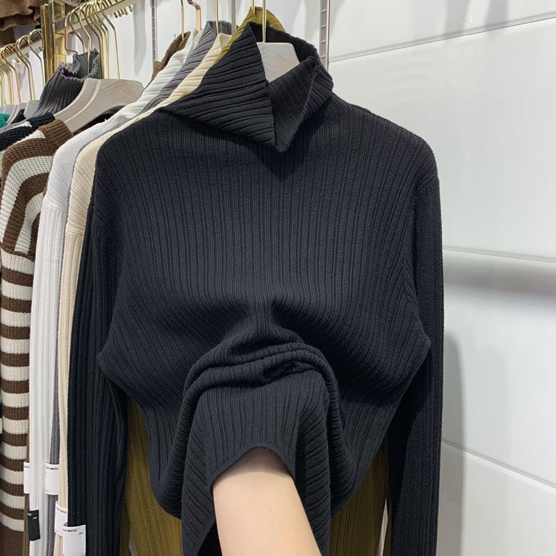 秋冬裝胖mm2-300斤大尺碼坑條高領打底中長版套頭內搭針織毛衣女潮-Taobao