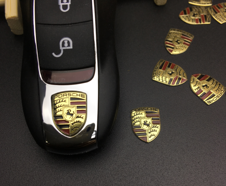 10 X PORSCHE Remote Key Fob Logo Metallic Badge Sticker Emblem Cayenne ...