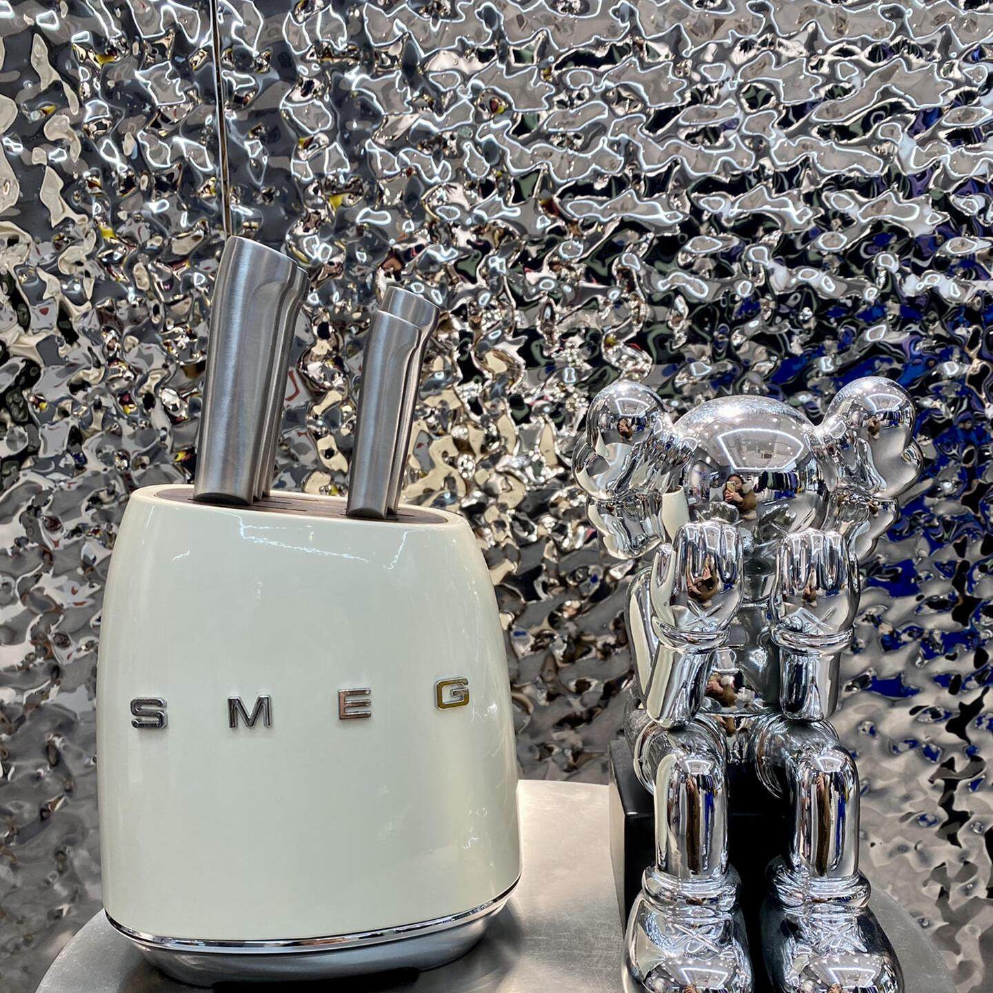 Italian smeg retro stainless steel knife set! the cream color is ...