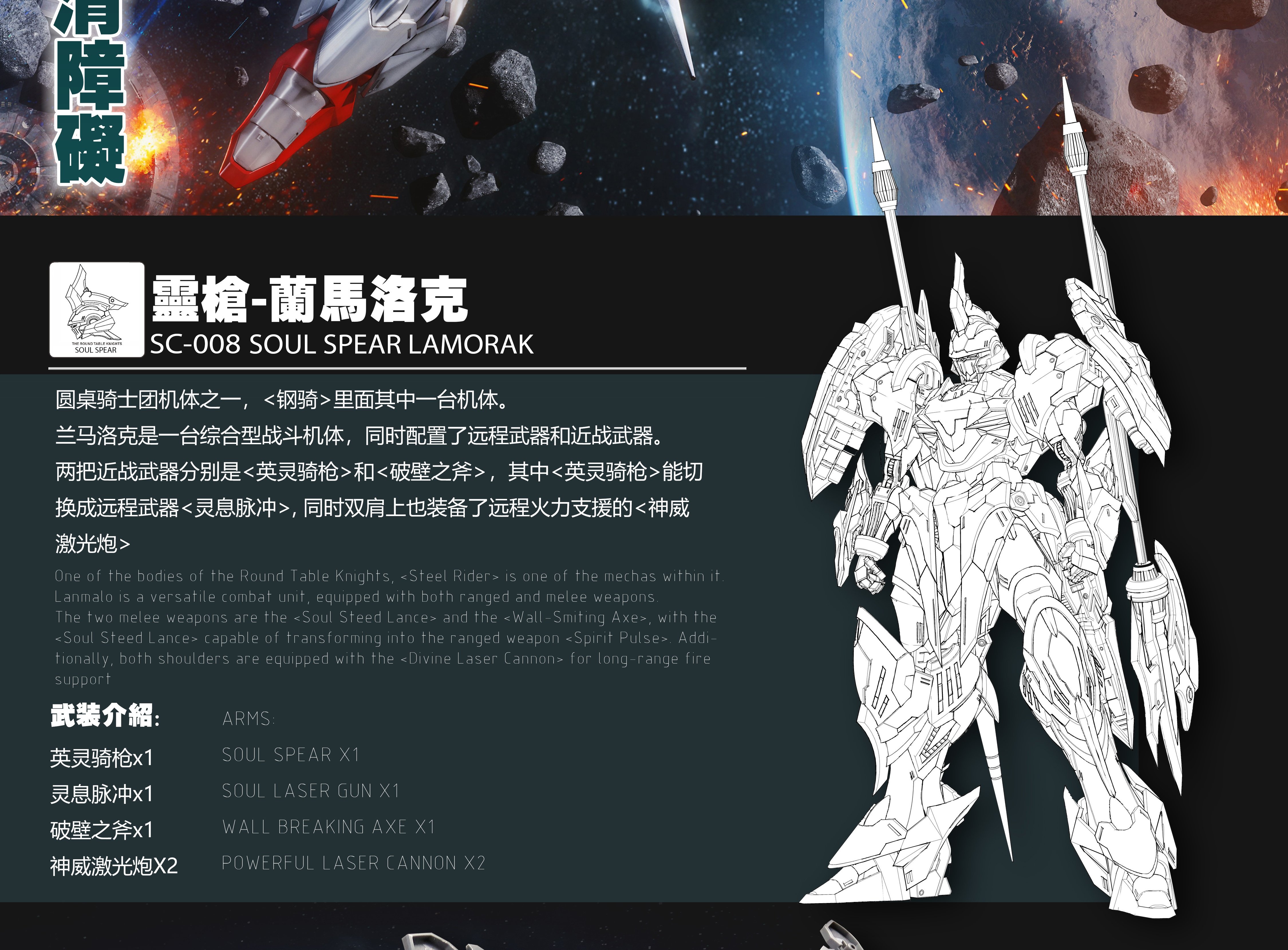 SNAA HG 1/144 SC008 SOUL SPEAR LAMORAK MODEL KIT