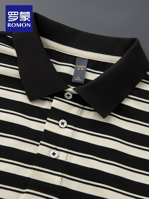 Romon polo shirt men's striped short-sleeved business casual t-shirt ...