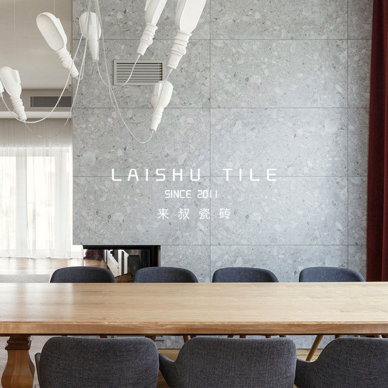 Uncle Nordic light luxury gray terrazzo tiles retro concave-convex ...