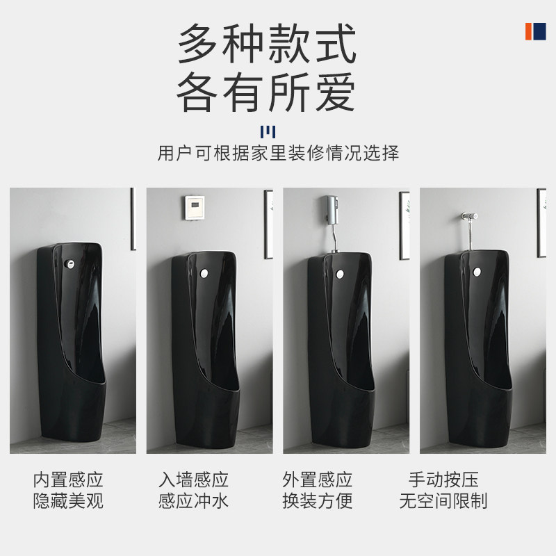 [USD 177.18] Nordic Black Ceramic Wall Hanging Urinal Automatic Pee ...