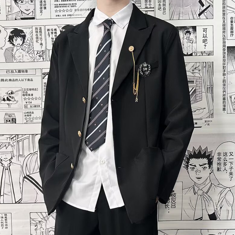 JK/DK班服制服全套装西服三件套：高校生风纪扣不良DK西装外套，潮流与经典的完美碰撞！-商务正装西服-淘宝百科网
