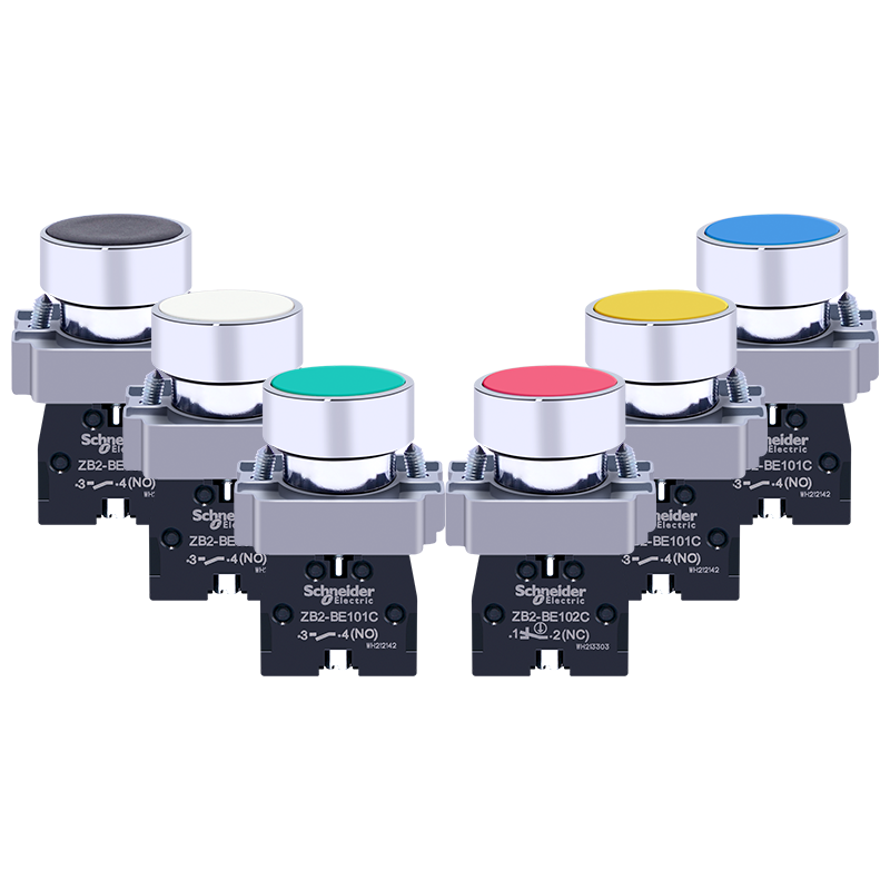 施耐德按钮开关XB2BA31C自复位平头绿色常开红色常闭22mm点动A42