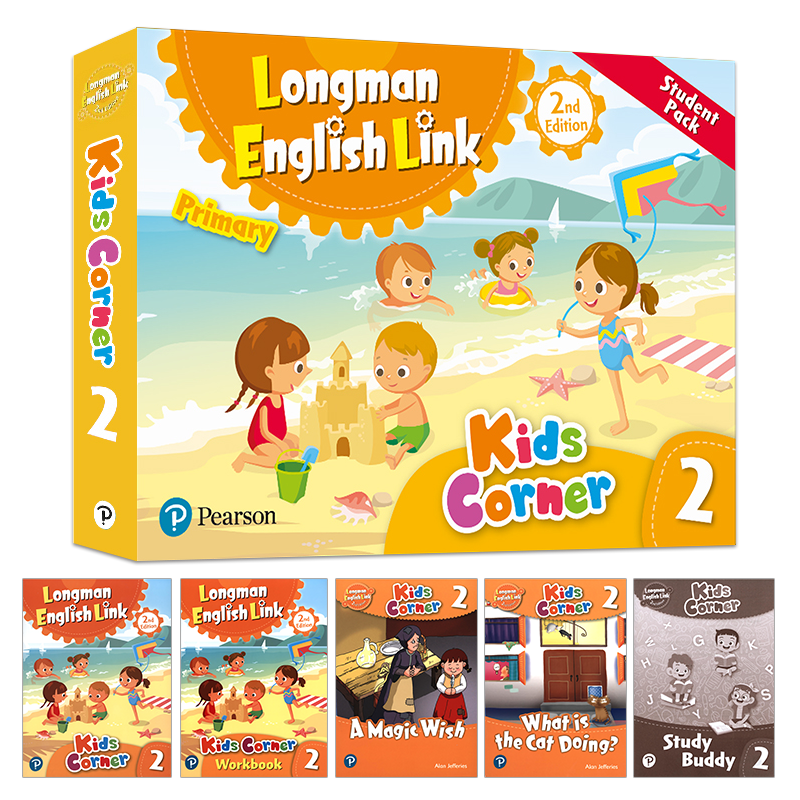 朗文英文原版新版第二版kids corner 2级别培生朗文直通车longman english link少儿英语小学英文学生套装kidscorner双APP顺丰快递