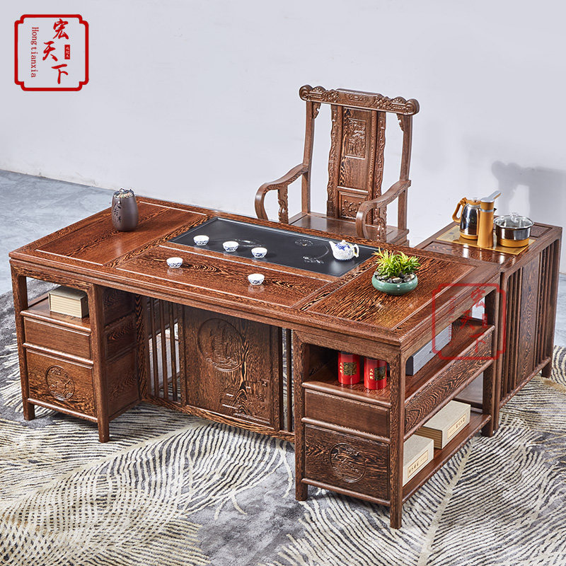 Mahogany tea table combination chicken wing wood kung fu tea table 1.8m ...