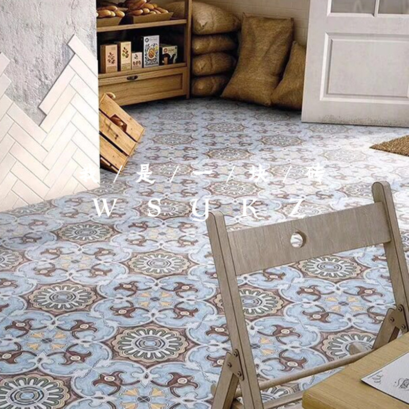 Vintage blue tiles Dining room kitchen powder room floor tiles Non-slip ...