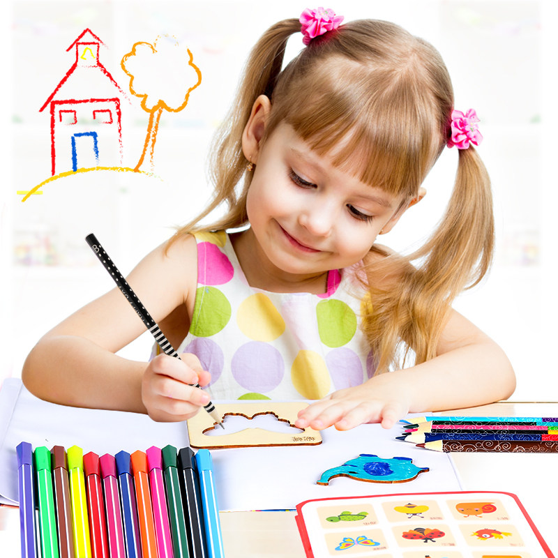 Children's drawing set Painting tools Color pen Doodle template ...