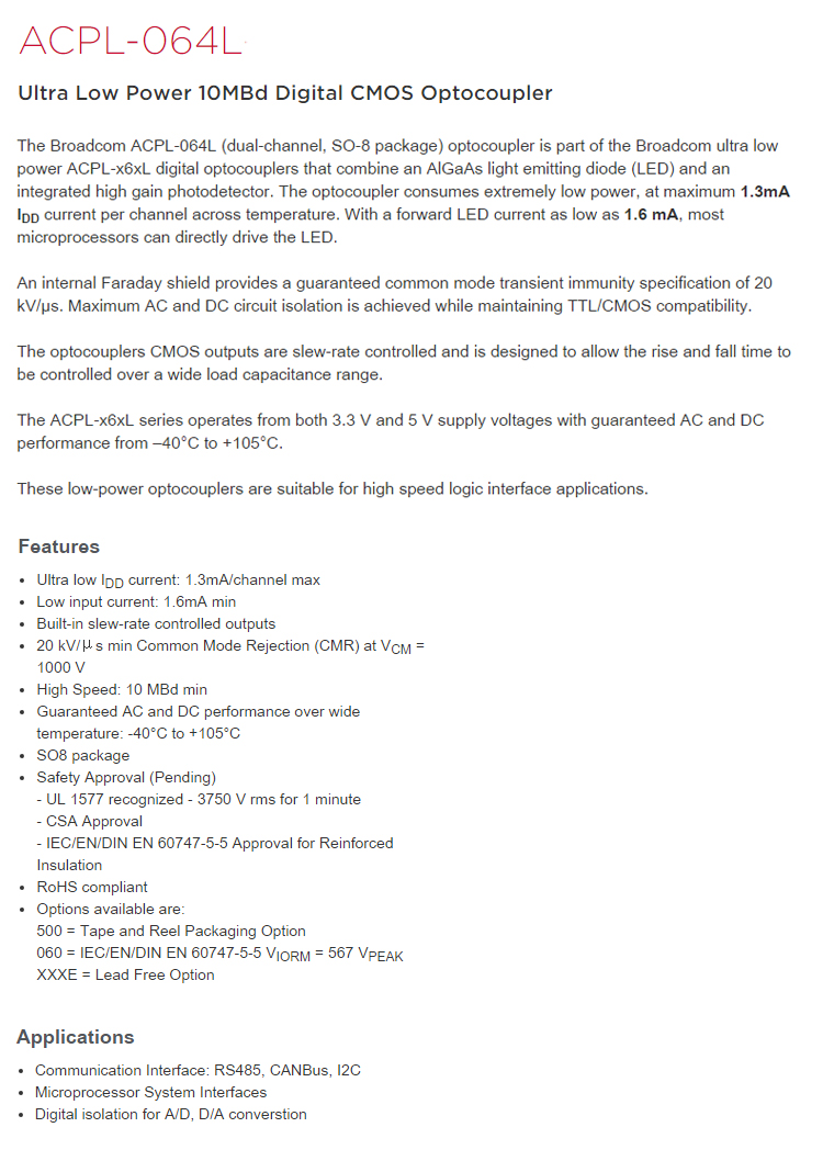 正品 ACPL-064L-500E SOIC-8 超低功耗10MBd数字CMOS光电耦合器-阿里巴巴