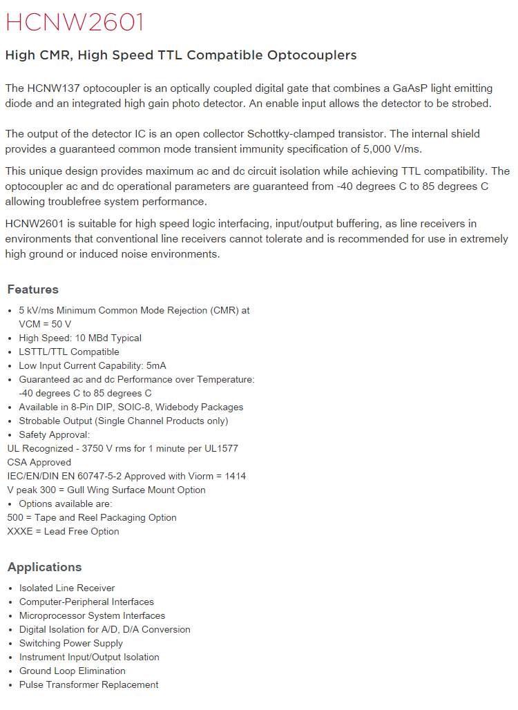 原装正品 HCNW2601-500E SMD-8 高CMR 高速TTL兼容光电耦合器-阿里巴巴
