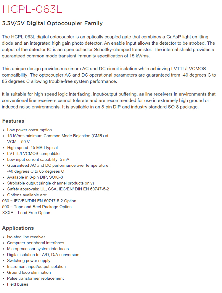 原装正品 HCPL-063L-500E SOIC-8 高速LVTTL兼容3.3V光电耦合器-阿里巴巴