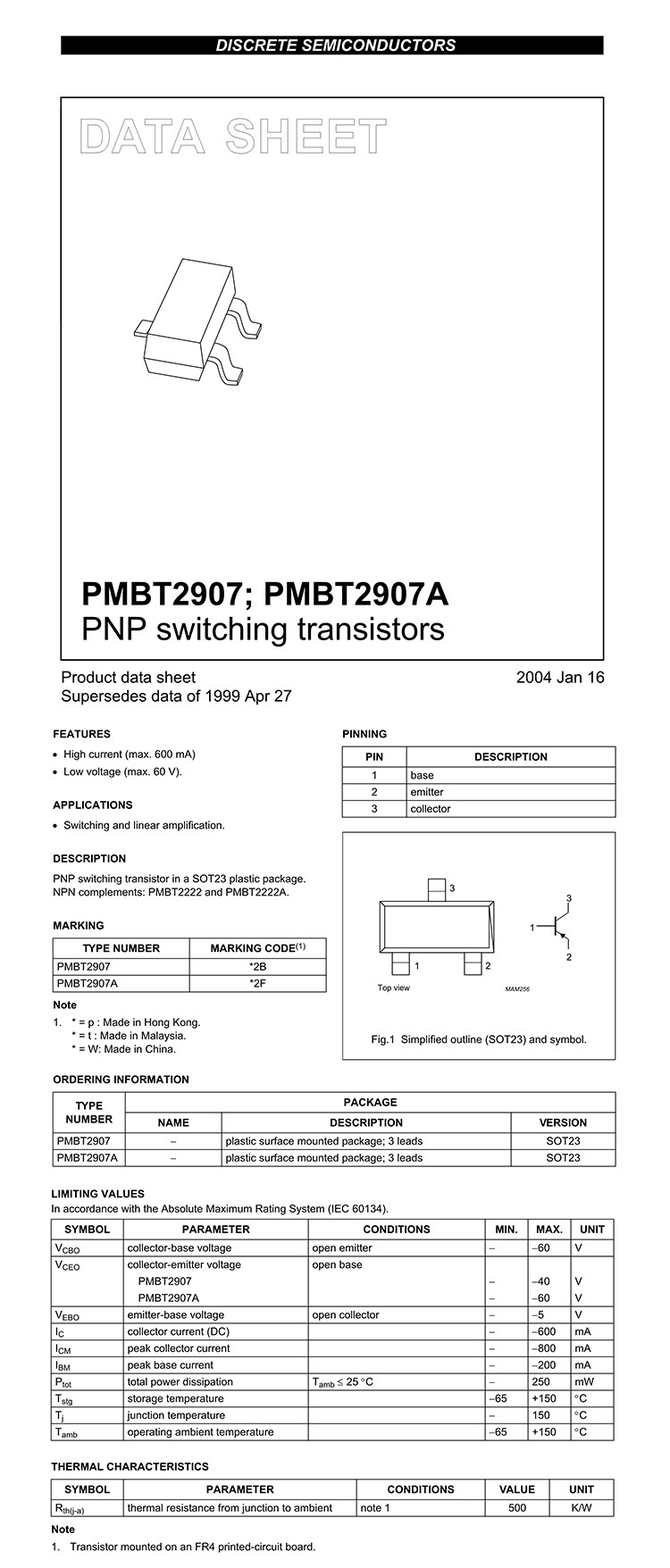 原装 PMBT2907A 丝印t2F SOT-23 -60V/-600mA 贴片三极管-阿里巴巴