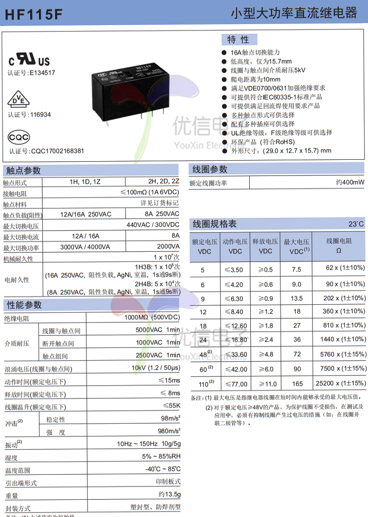 原装继电器 HF115F-JQX-115F- 005 012 024-1ZS3 1组转换16A 8脚-阿里巴巴