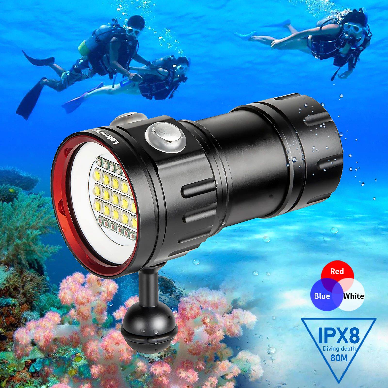 Letonpower b15 diving light 8000 lumens underwater spotlight | a deep ...
