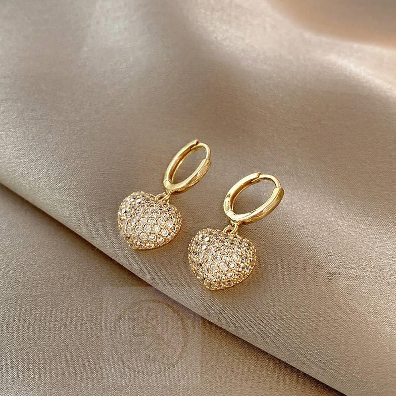 -S925 silver needle fashion micro-set zircon earrings female-Taobao