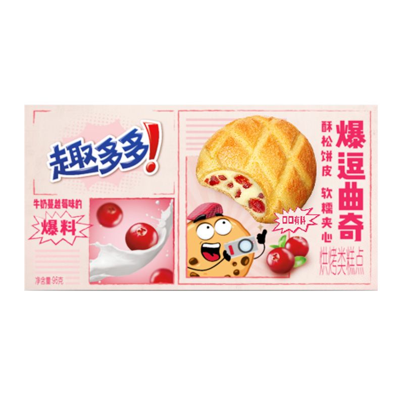趣多多爆逗曲奇牛奶蔓越莓味96g/盒-Taobao