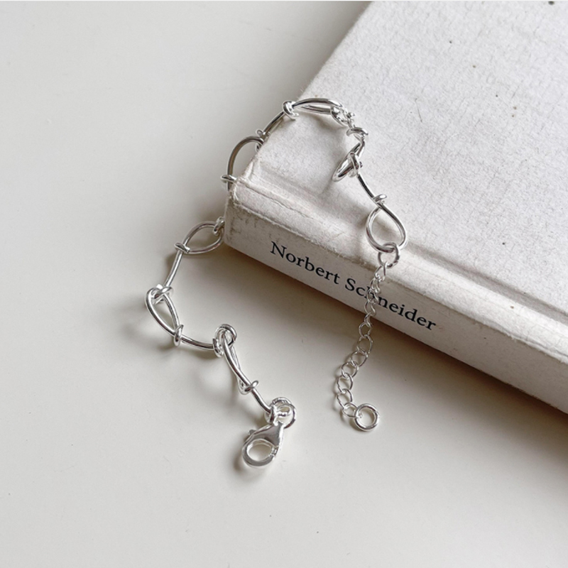 925纯银法式极简手工不规则编织扭线手链女ins性冷淡风手环新款潮-Taobao