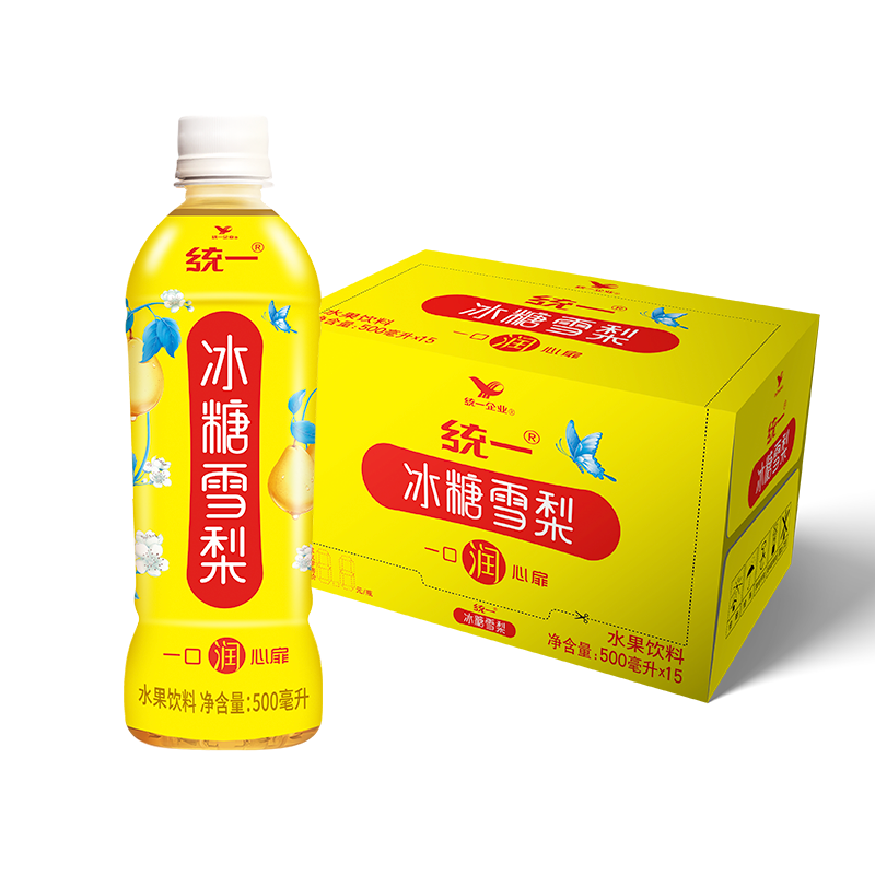 统一冰糖雪梨500ml整箱装果味饮料家庭用国产梨汁
