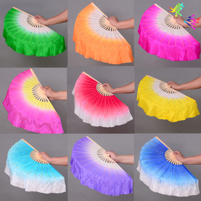 Silk dance fan | Yangko fan double-sided jiaozhou fan | Gradient color ...