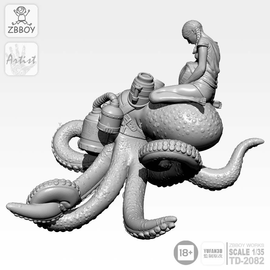 1/35 Scale Octopus bride Figure Resin Model Kits Unpainted YUFAN Model ...