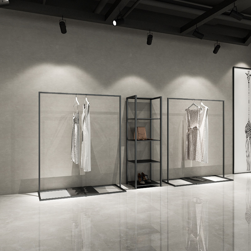 铁艺服装店展示架落地式女装挂衣架子正挂侧挂衣服货架简易展示台-阿里巴巴