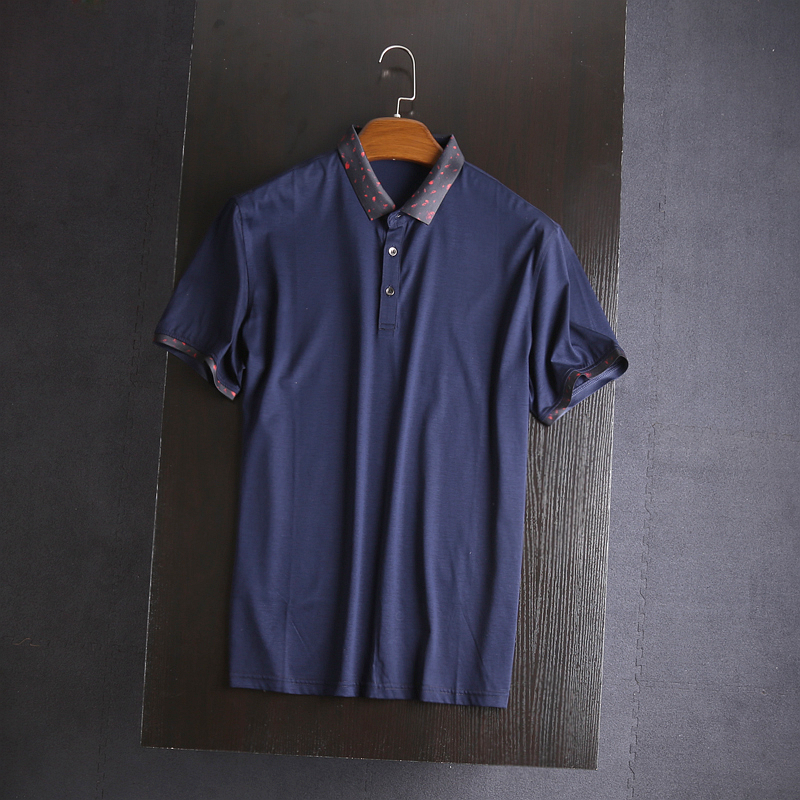 尾貨男裝 絲滑清涼垂感面料 夏季男士薄款純色修身版型短袖POLO衫-Taobao
