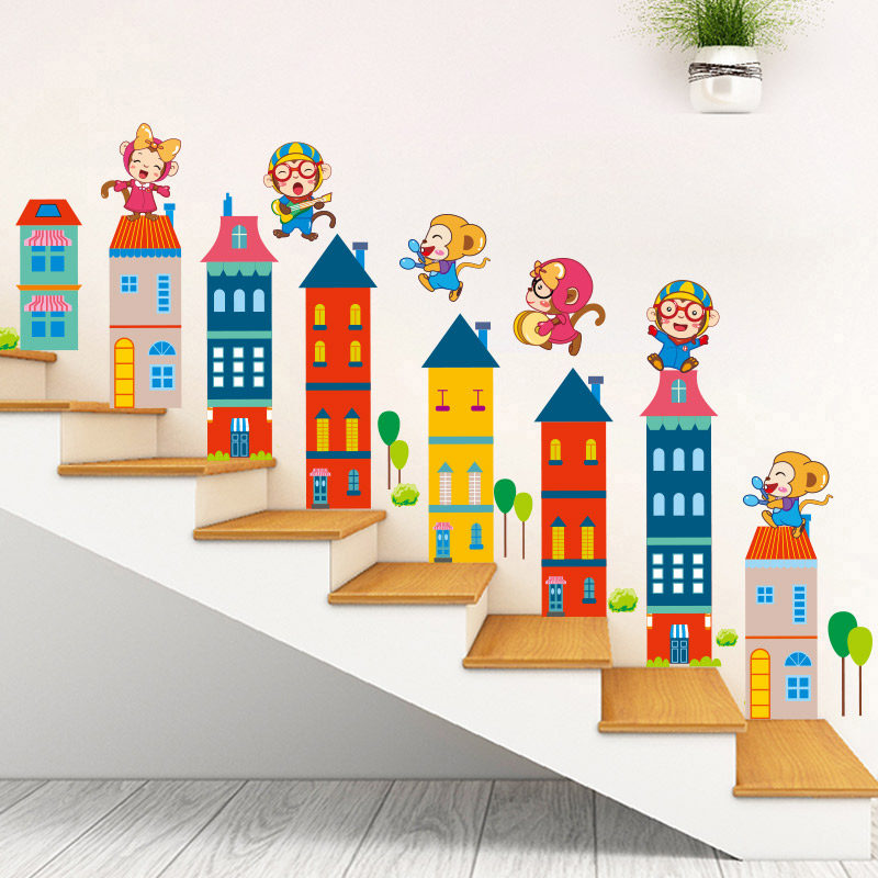 [USD 12.18] Kindergarten Staircase Sticker Wall Decor Wall Sticker Kids ...