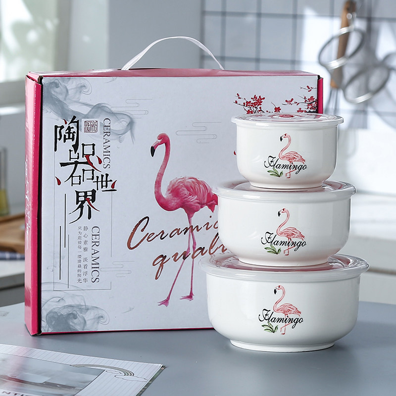 Bowl set gift box three-piece fresh-keeping bowl set gift bowl set ...