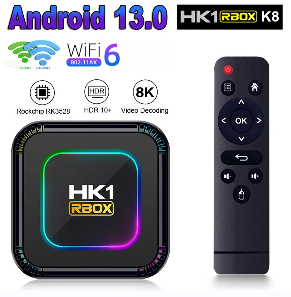 hk1 rbox k8 RK3528 蓝牙双频 avs+ hdr10+ android13 ott tv box-Taobao Malaysia