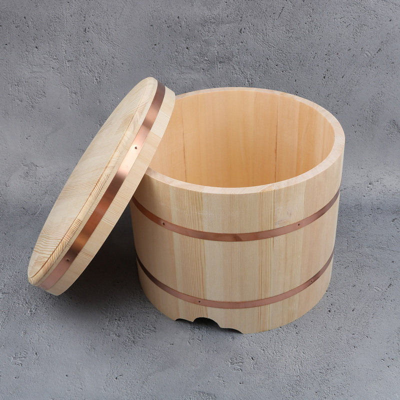 [USD 51.07] Japanese luxury wood sushi rice bucket copper-brim rice ...
