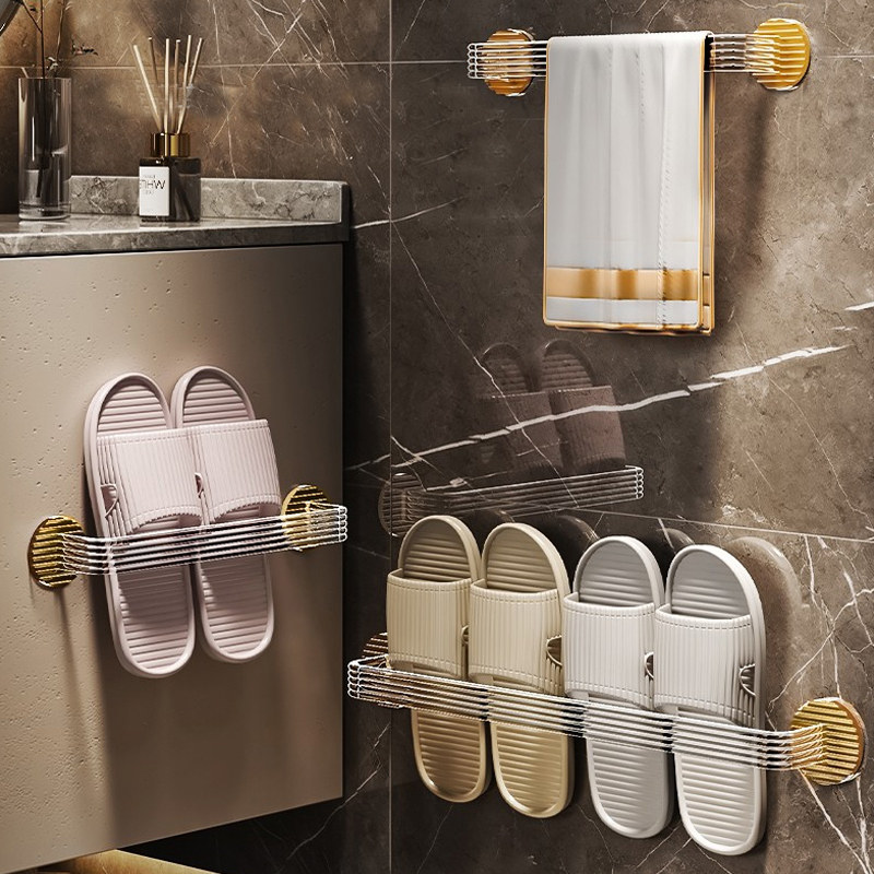 [USD 11.53] bathroom wall hanging slipper shelf no puncture toilet ...