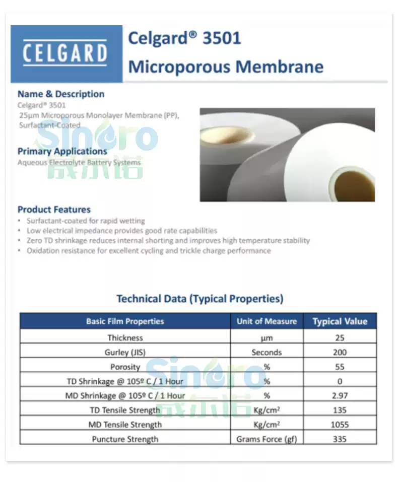 Celgard锂电池隔膜 美国进口2500/2325/3501/A273