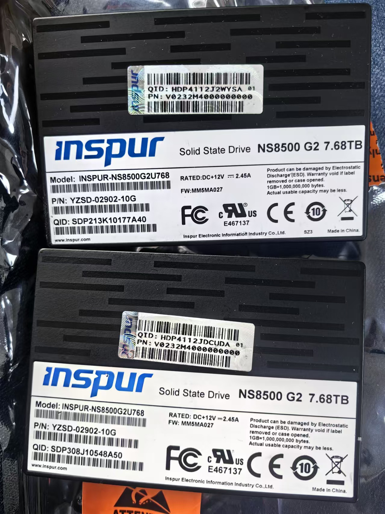 浪潮 固态硬盘7.68T SSD NS8500 G2 U.2 NVME YZSD-02902-10G