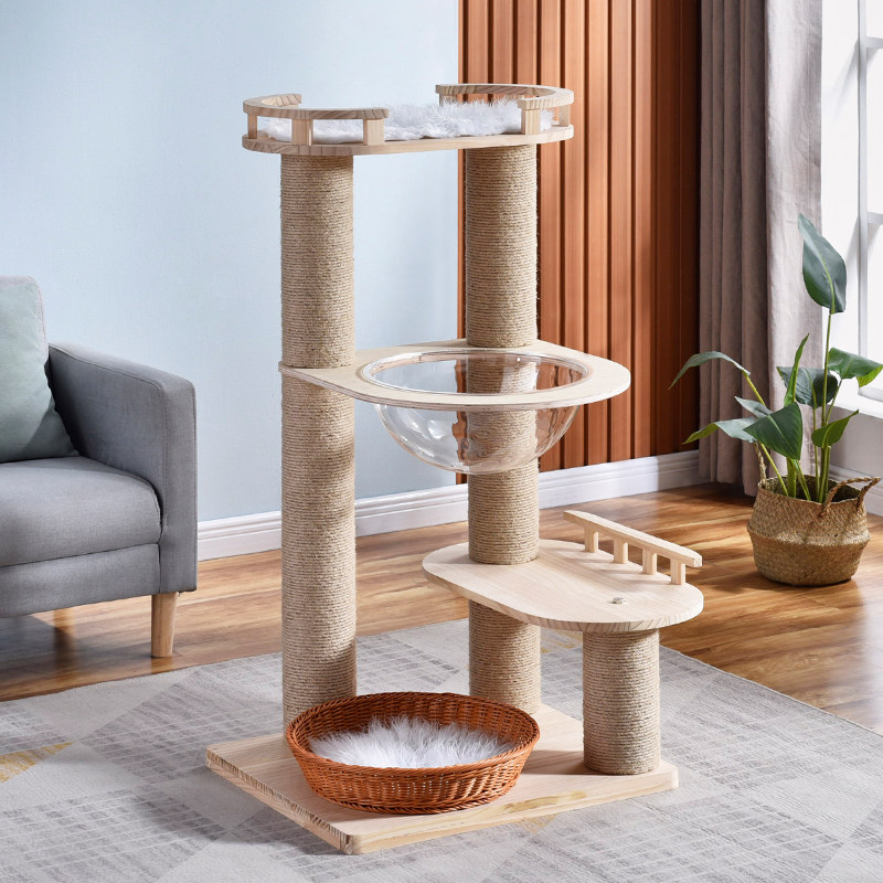 [USD 80.54] Solid Wood Cat Climbing Rack Cat Nest Integrated Cat ...