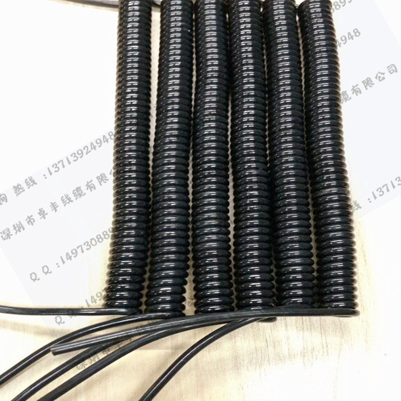 Spiral spring cable 4 cores 3 cores 0 75 square spring slingshot curve ...