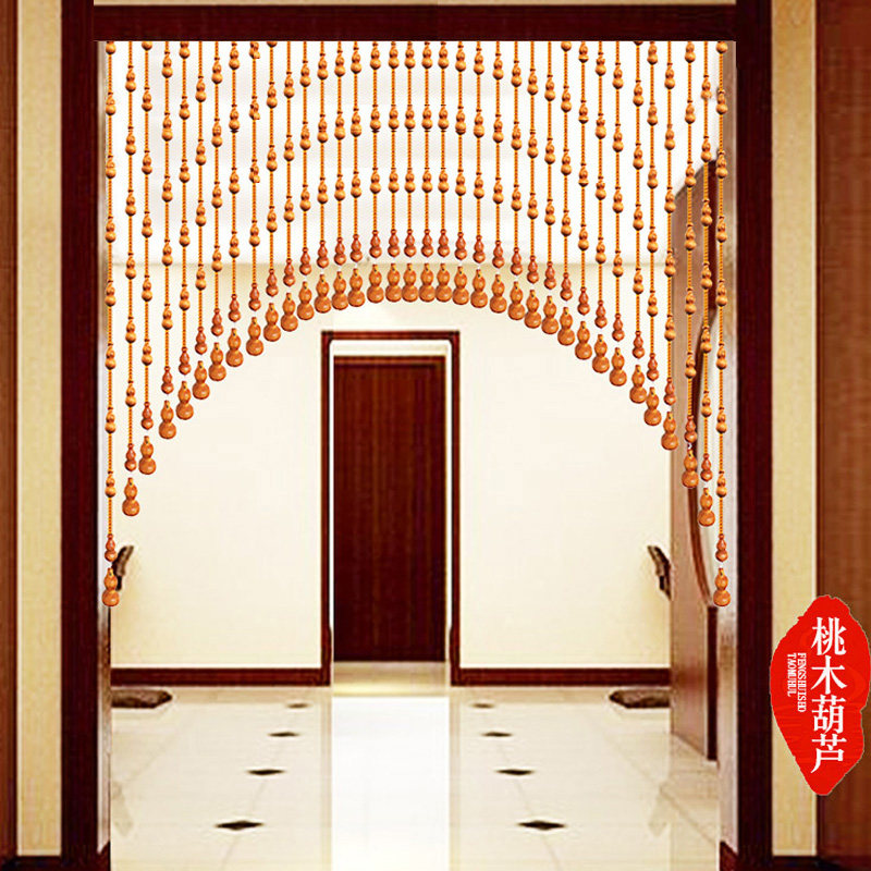 Bead Curtain Arc Arched Peach Wood Gourd Decorative Door Curtain Living ...