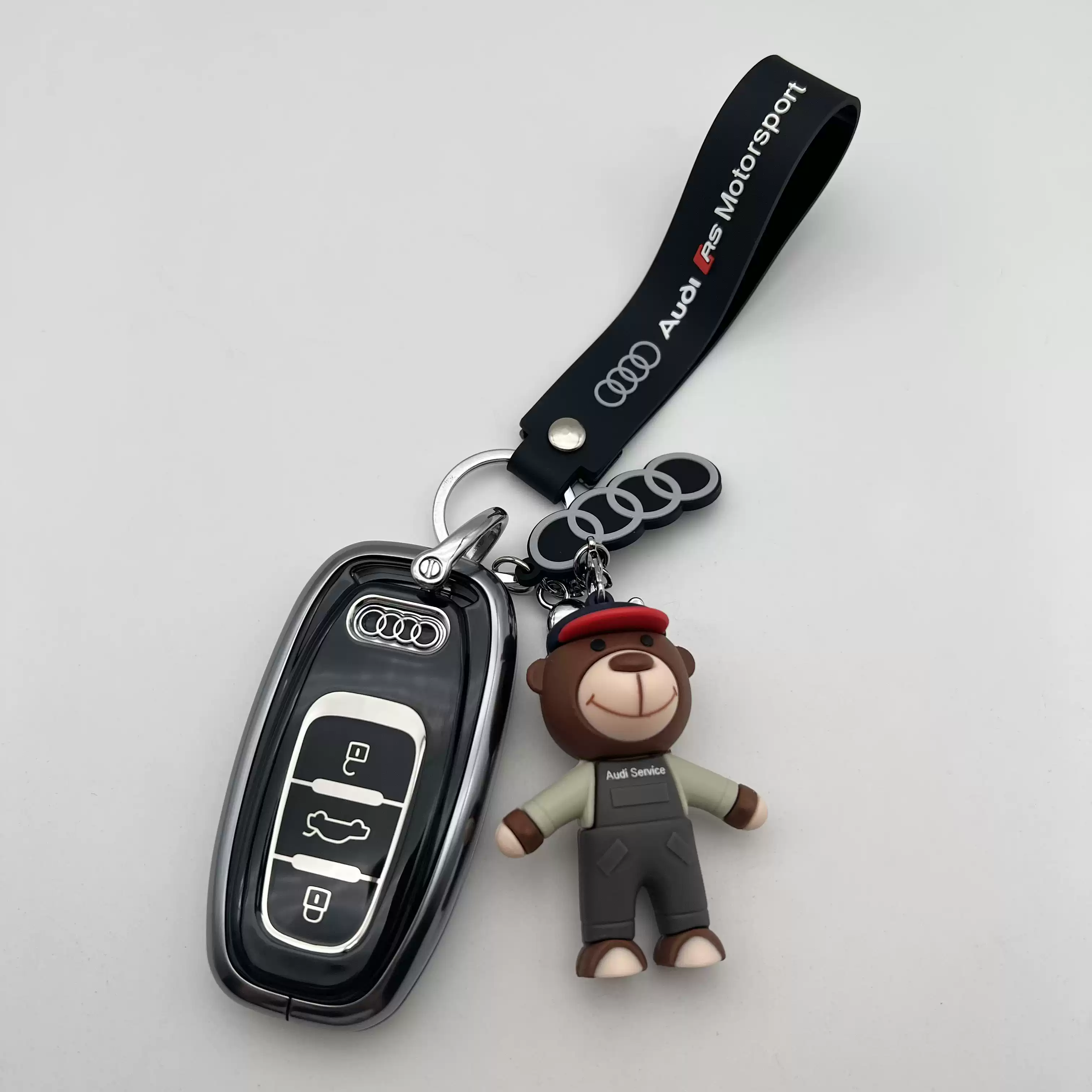 奥迪新A4L钥匙套A6L/A3/A5/A7包Q5L/Q3/Q7/Q6/tt车壳扣小熊可爱女