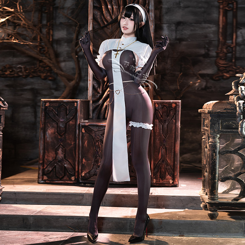 爱的救赎~虔诚十字暗黑修女服cos性感节日限定二次元紧身动漫女装