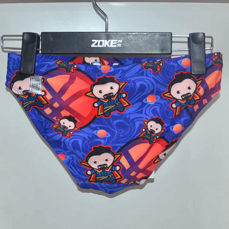ZOKE Chau new children's triangle swim trunks purple red Marvel cartoon ...