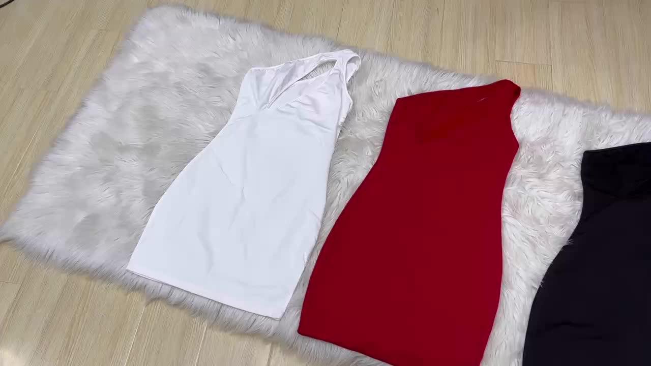 Newest Design Mini Solid Slash Neckline Asymmetric One Shoulder Cut Out ...